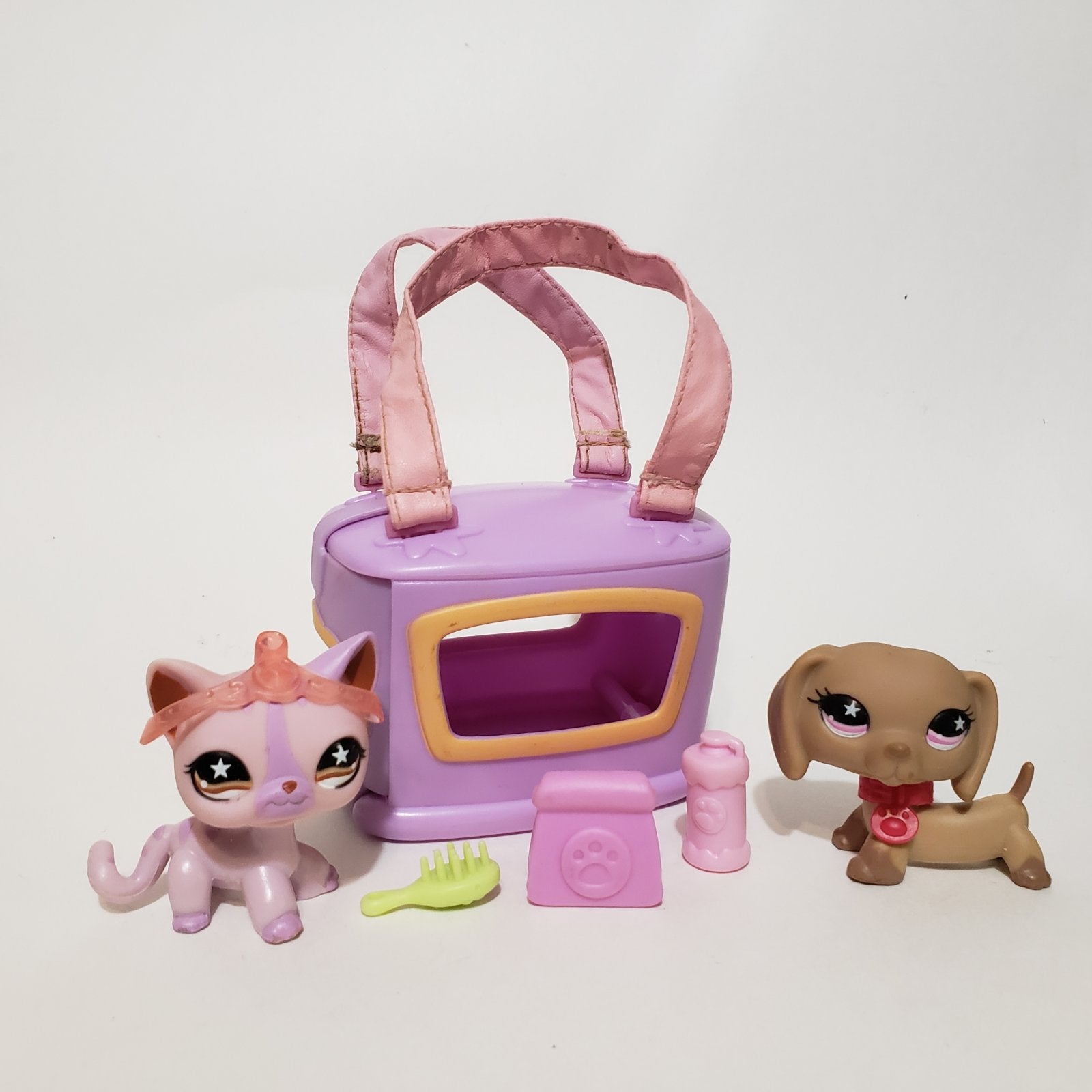WW Littlest Pet Shop Portable Pets Gift Set Dachshund Shorthair Cat 932 ...