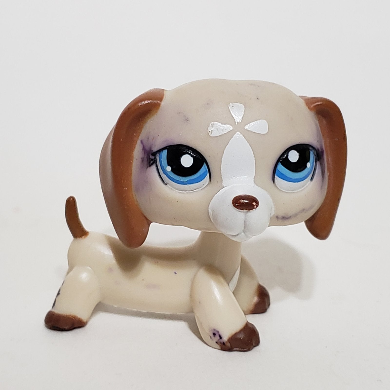 Littlest Pet Shop Dog Dachshund Puppy Rare Tan Cream Flower 1491 ...