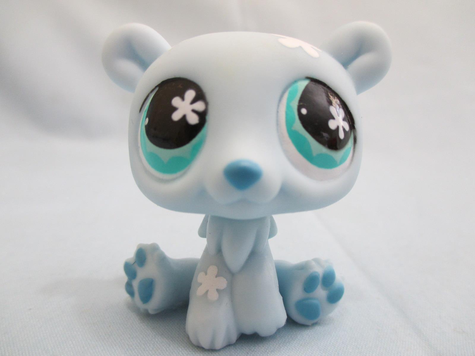 LIKE NEW Littlest Pet Shop Polar Bear Blue W Green Flower Eyes 646 Lps ...