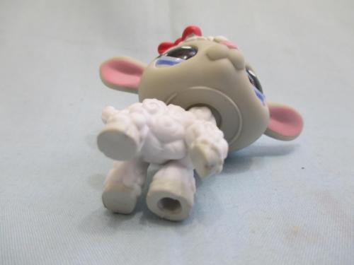 Littlest Pet Shop Lamb Sheep White Grey Blue Eyes Pink Bow 879 ...