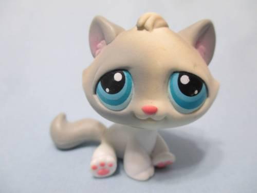 Littlest Pet Shop Gray & White Bon Bon Tabby Cat 53 Blue Eyes Kitten ...