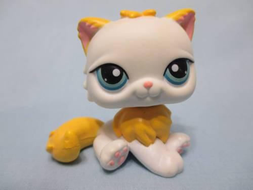 Littlest Pet Shop Cat Kitty Persian White Yellow Rare 207 Authentic Lps ...