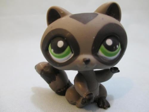 Littlest Pet Shop 450 Grey Raccoon Racoon Green Eyes Authentic LPS ...