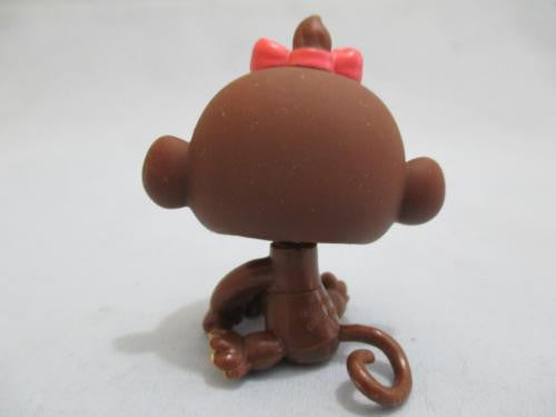 LIKE NEW Littlest Pet Shop Brown Monkey Pink Bow Blue Eyes 501 ...