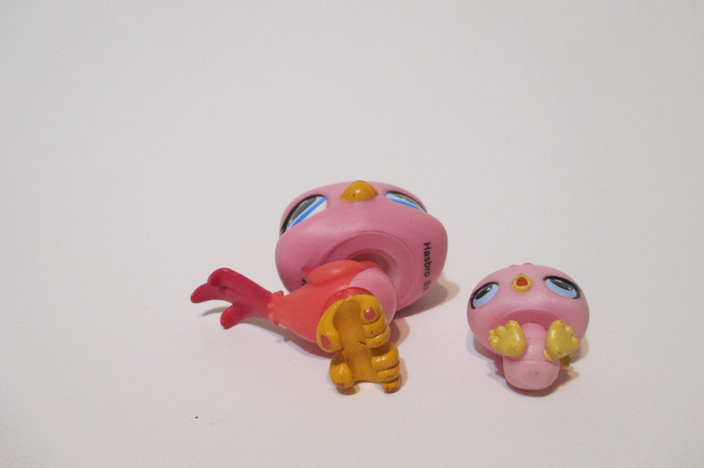 LIKE NEW Littlest Pet Shop Lot Bird Quail Mommy Baby Pink Bow 3603 3604 ...
