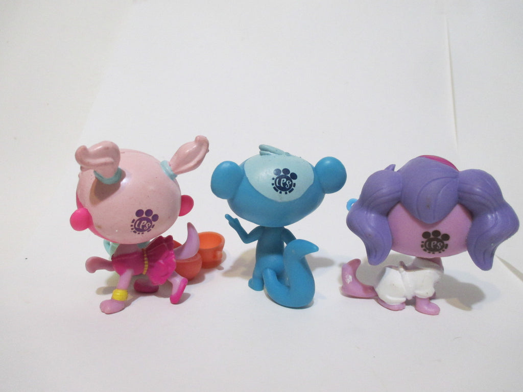 LITTLEST PET SHOP Lot 3 Zoe Trent Spaniel Minka Monkey w Accessories ...