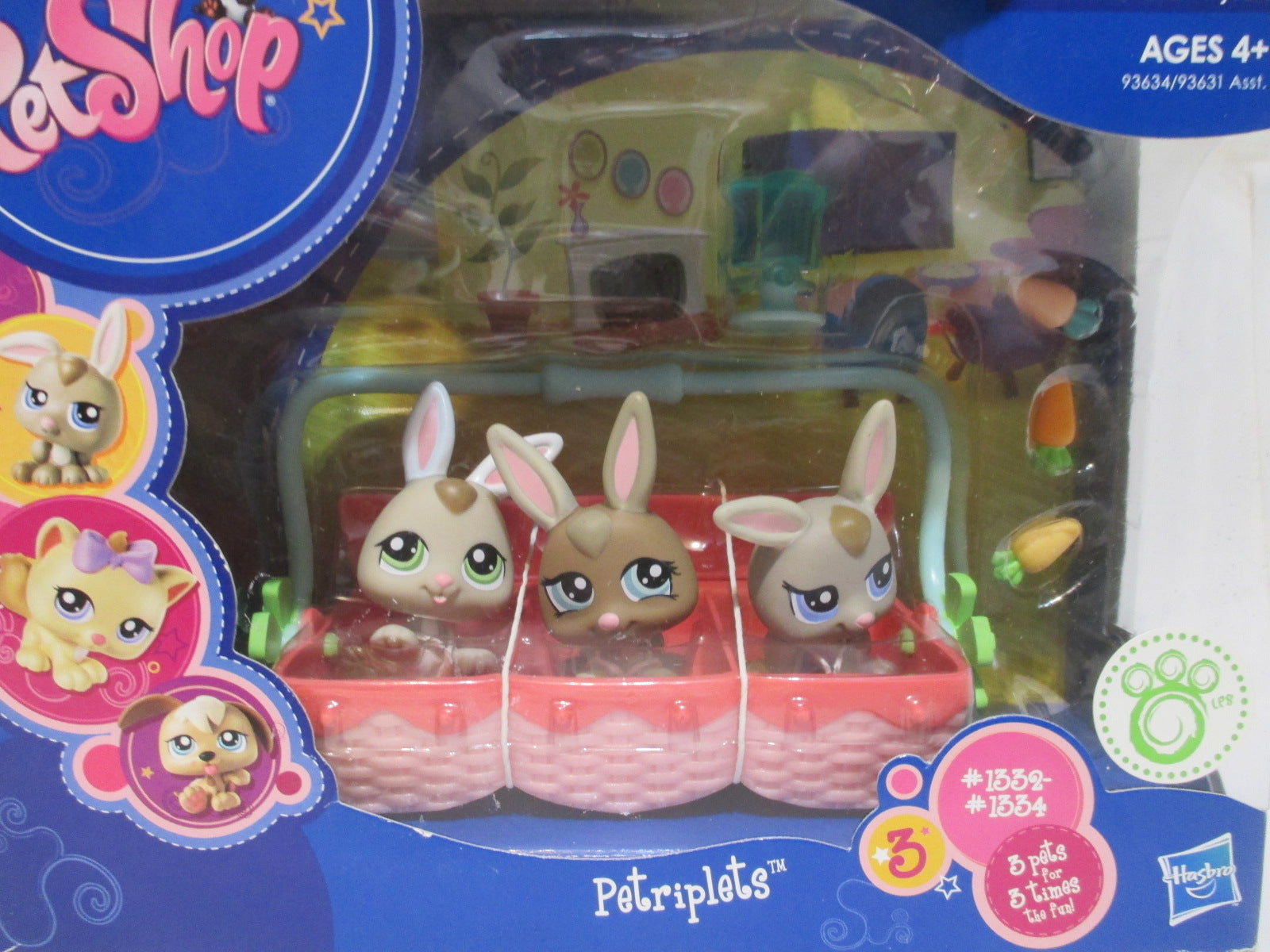 NIB Littlest Pet Shop LPS Triplet Bunny Rabbit 1332 1333 1334 Set ...