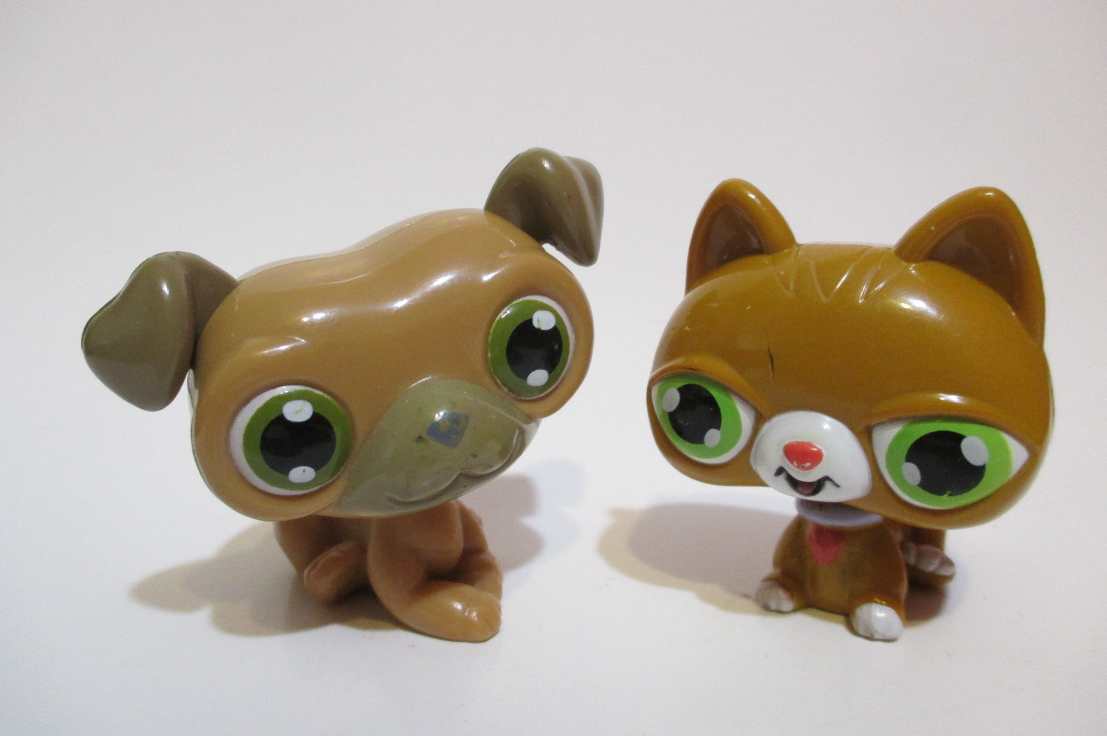 Littlest Pet Shop Lot of 2 Dog Cake Toppers Pug Set LPS 2 FOR 1 DEAL