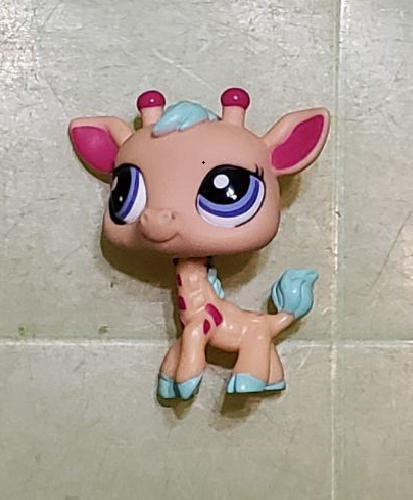 Littlest Pet Shop 2303 Tan Pink Safari Giraffe w/ Teal Hair Authentic ...