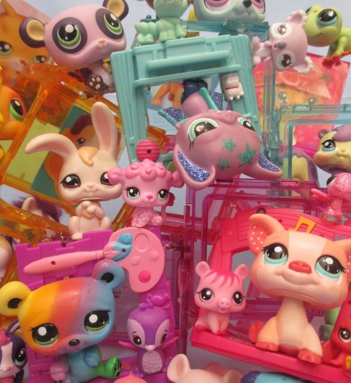 Littlest Pet Shop Lot 7 Pcs Surprise Random Figures w Babies Authentic Lps