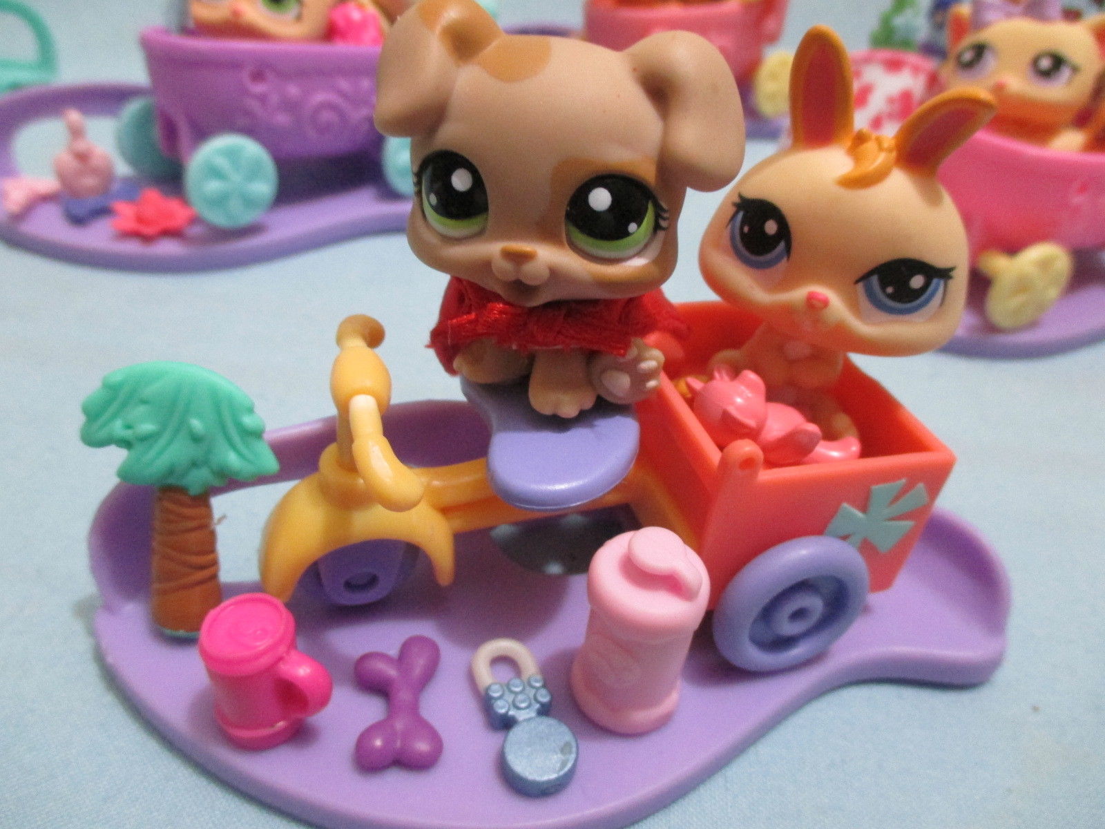 Littlest Pet Shop Lot 2 Random Baby Dog Kitten Bunny Car Stroller and 7 ...