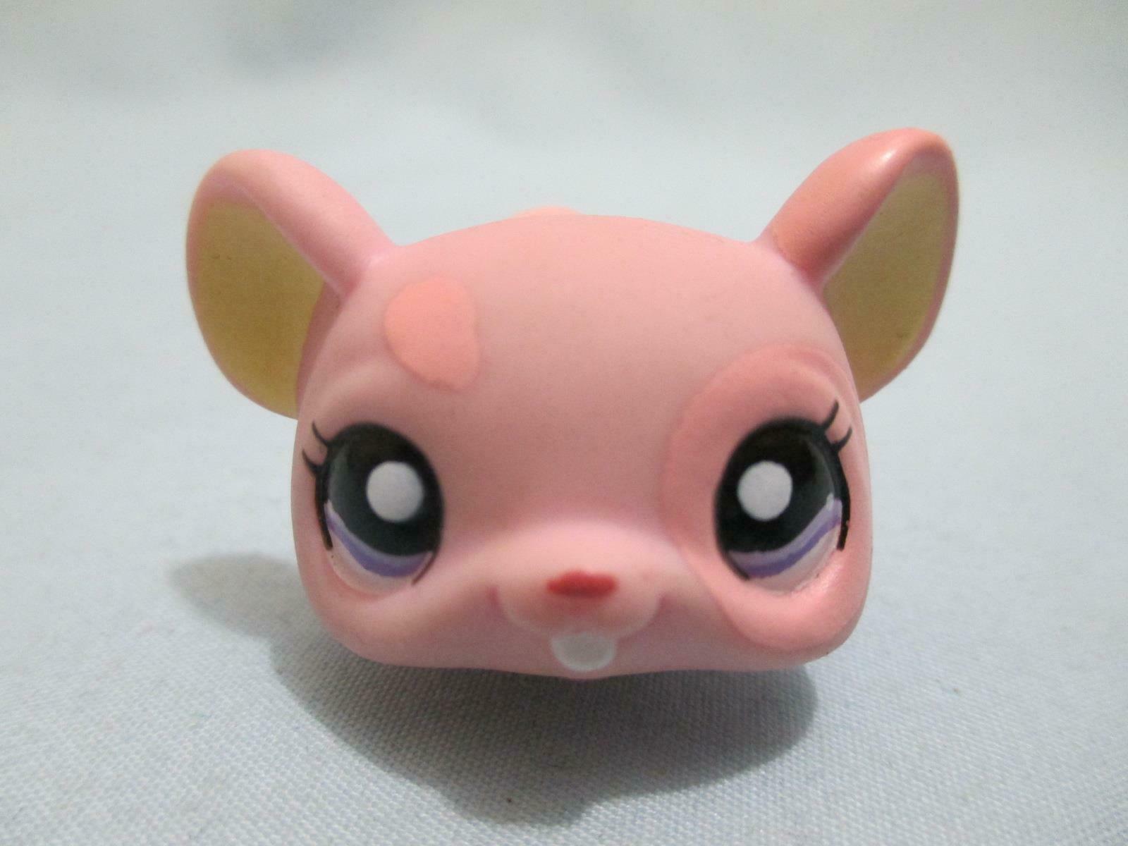 LIKE NEW Littlest Pet Shop 1202 Pink Mouse Purple Eyes Authentic LPS ...