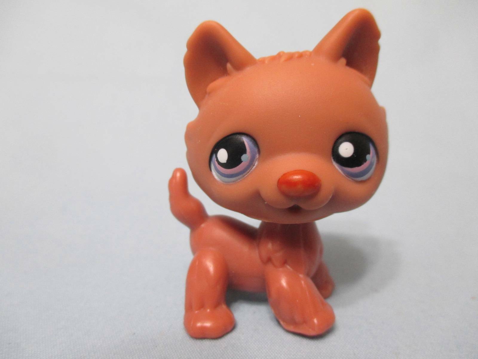 Littlest Pet Shop Dog Brown Husky 39 Purple Eyes Puppy Authentic LPS ...