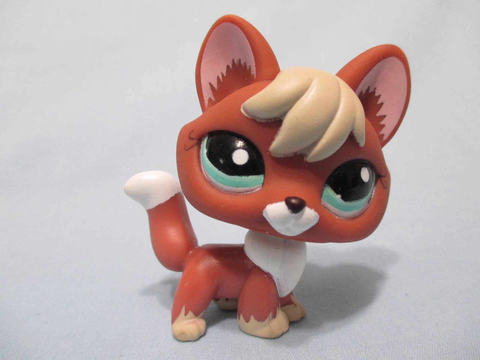 Littlest Pet Shop LPS 1126 Fox Red Brown Cream Aqua Green Eyes ...
