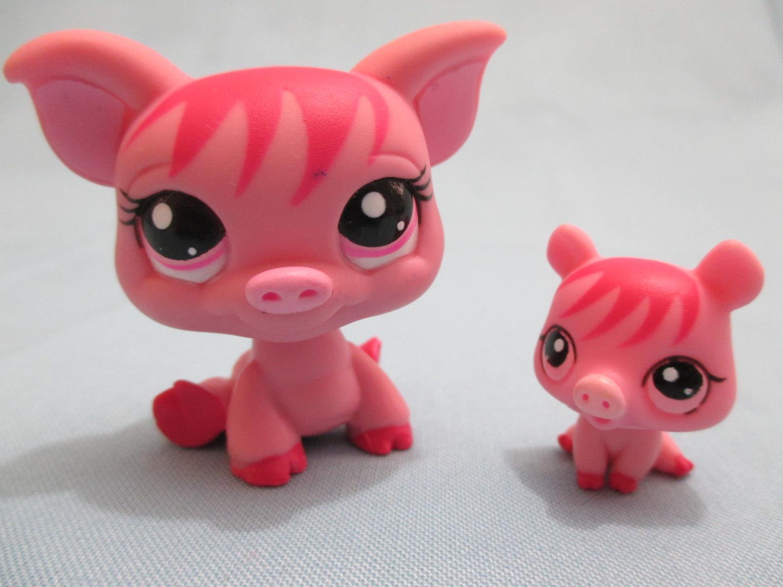 Littlest Pet Shop Mommy and Baby Pink Pig 3595 3596 Authentic Lps JUN04J