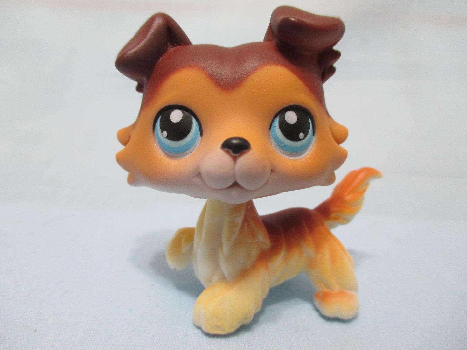 LIKE NEW Littlest Pet Shop LPS RARE COLLIE 58 SAGE Brown Tan White Dog ...