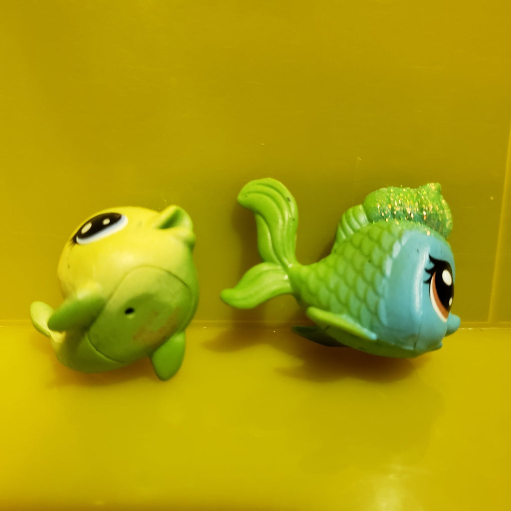 Littlest Pet Shop Lot of 2 Mini Baby Sparkle Dolphin & Fish Authentic ...