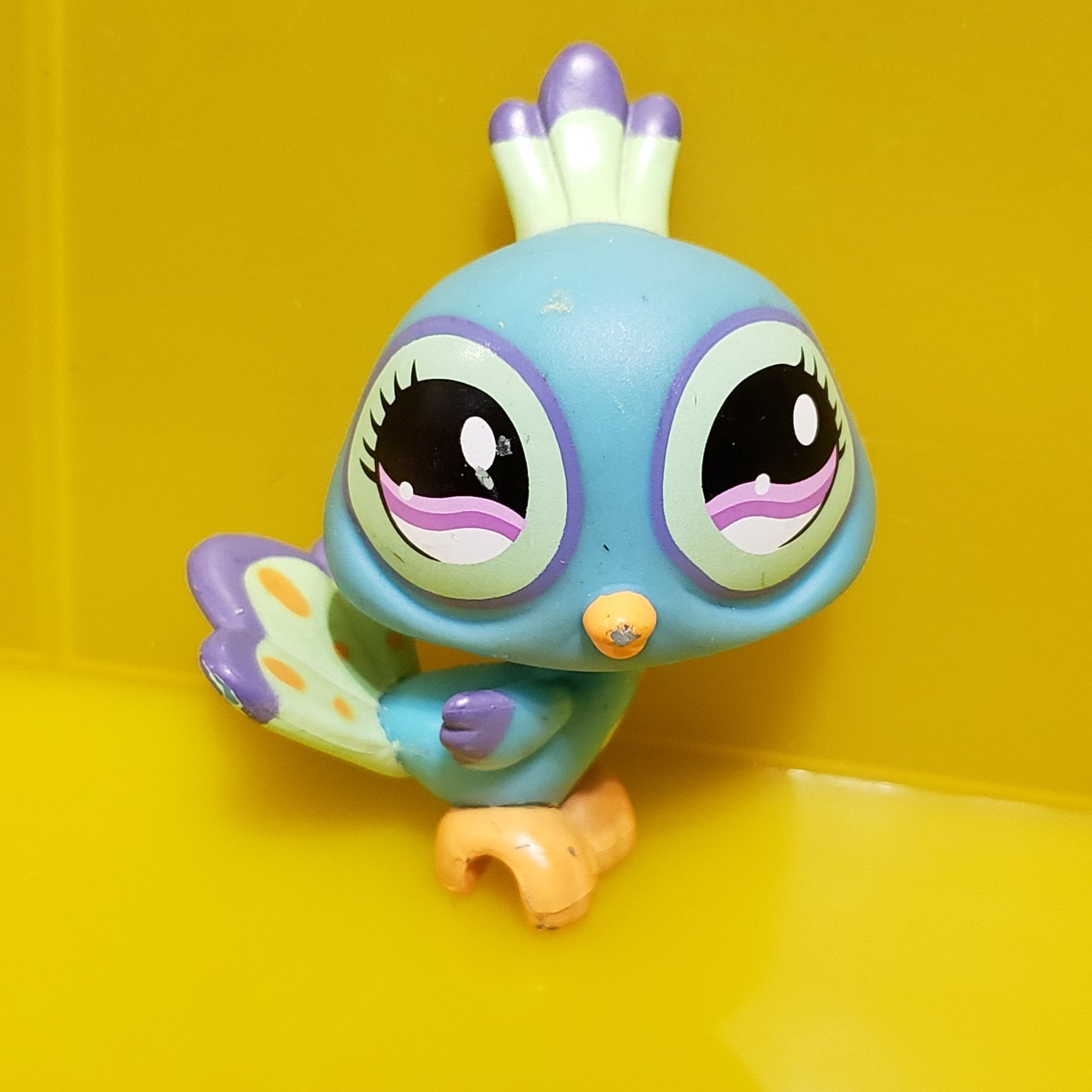 Littlest Pet Shop Blue Green Purple Big Eyes Peacock Bird 869 RARE ...