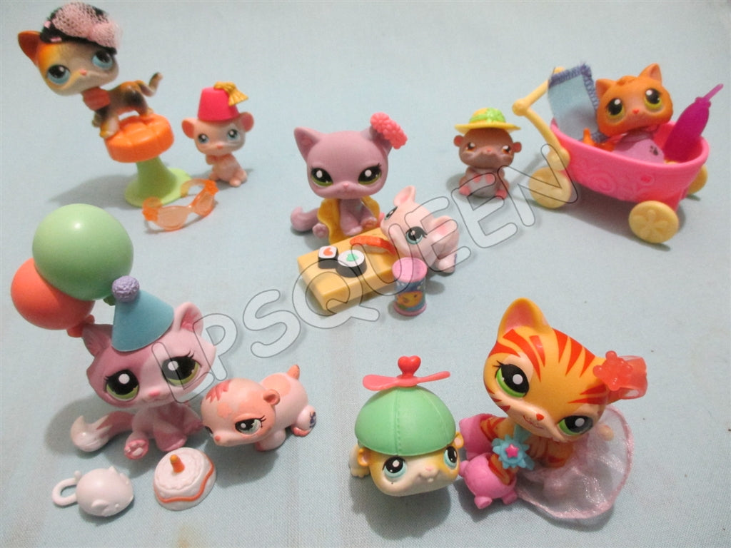 Littlest Pet Shop LPS Random Lot 5 Pcs 1 Cat + 1 Mouse + 3 Accessories ...