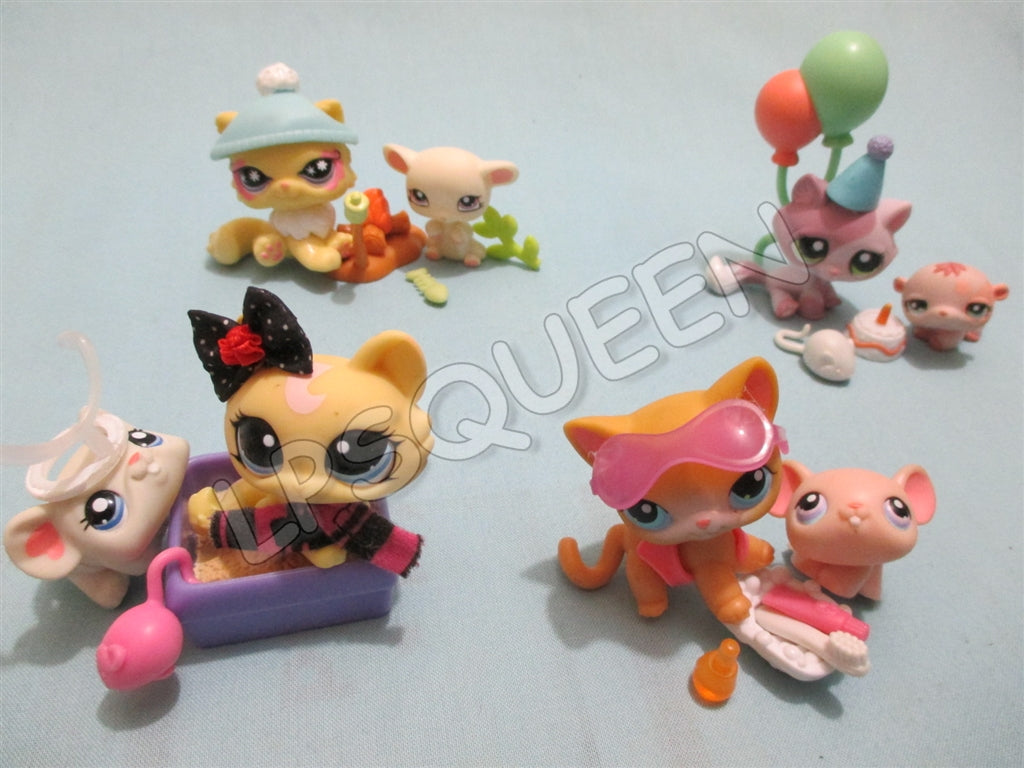 Littlest Pet Shop LPS Random Lot 5 Pcs 1 Cat + 1 Mouse + 3 Accessories ...