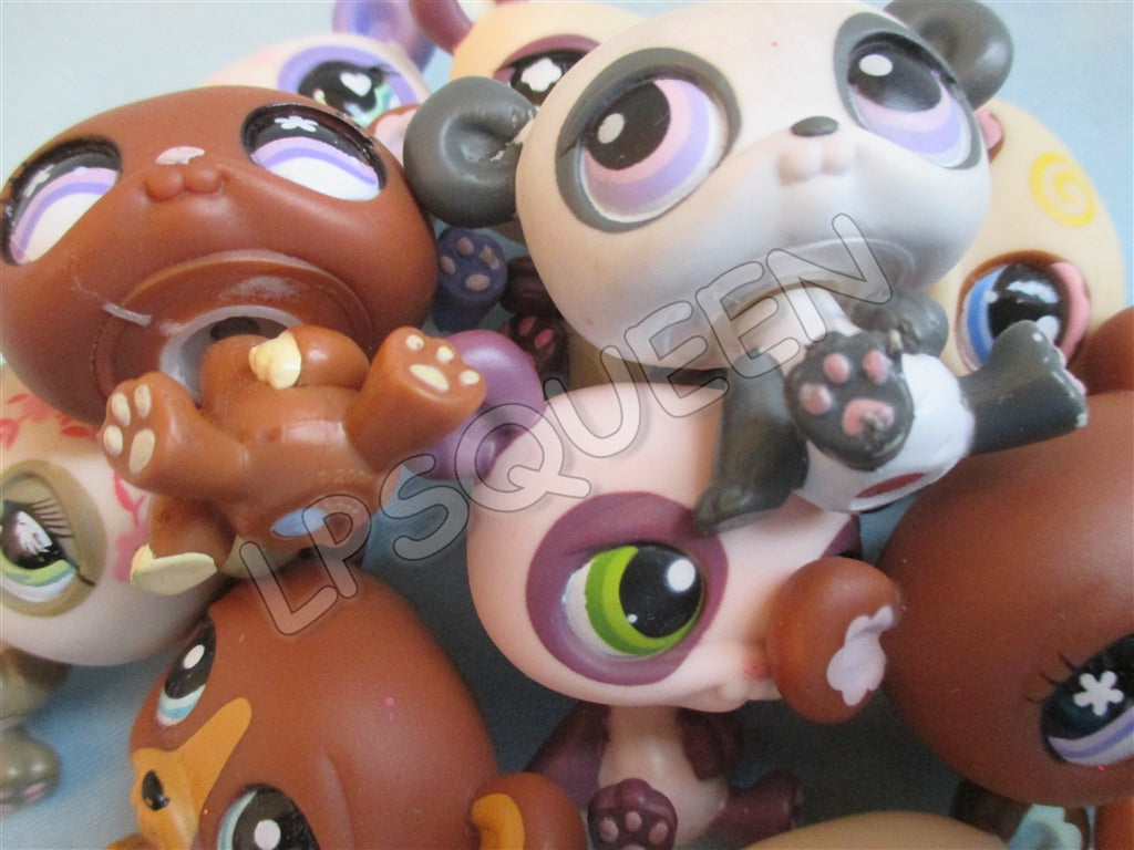 Littlest Pet Shop Lot of 3 Random Cute Panda Bears Animal Figures Authentic