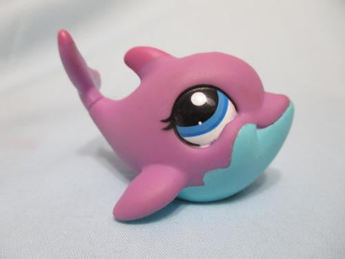 Littlest Pet Shop 1922 Purple Aqua Blue Splash Dolphin Blue Eyes Jun02npo15