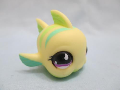 LIKE NEW Littlest Pet Shop LPS Yellow Green Puffer Fish Purple Eyes 519 ...