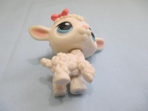 LIKE NEW Littlest Pet Shop 396 LPS White Cream Sheep Lamb with Blue ...