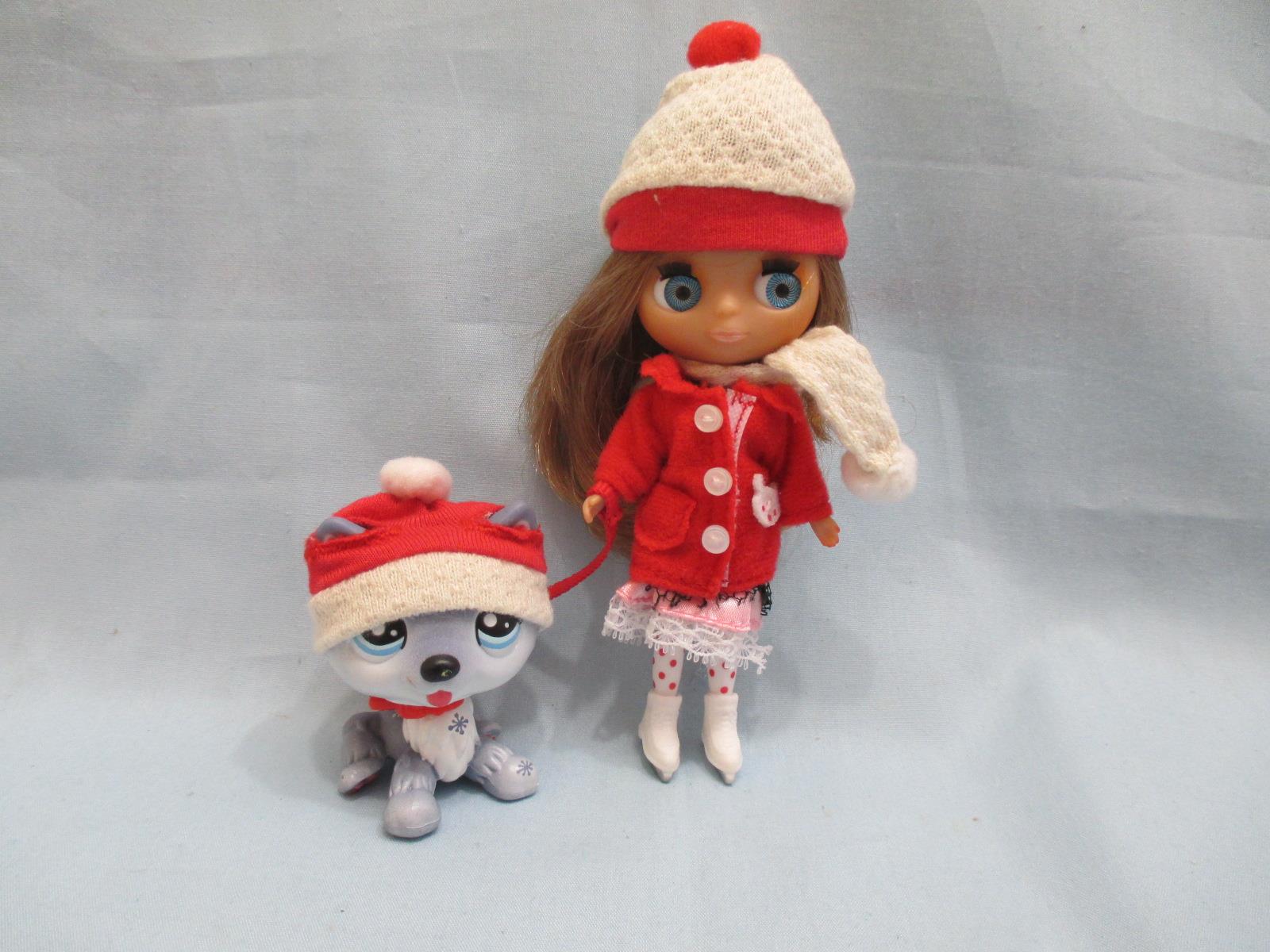 Littlest Pet Shop Lot Blythe 4" Doll with Winter Hat and Leash Cold ...