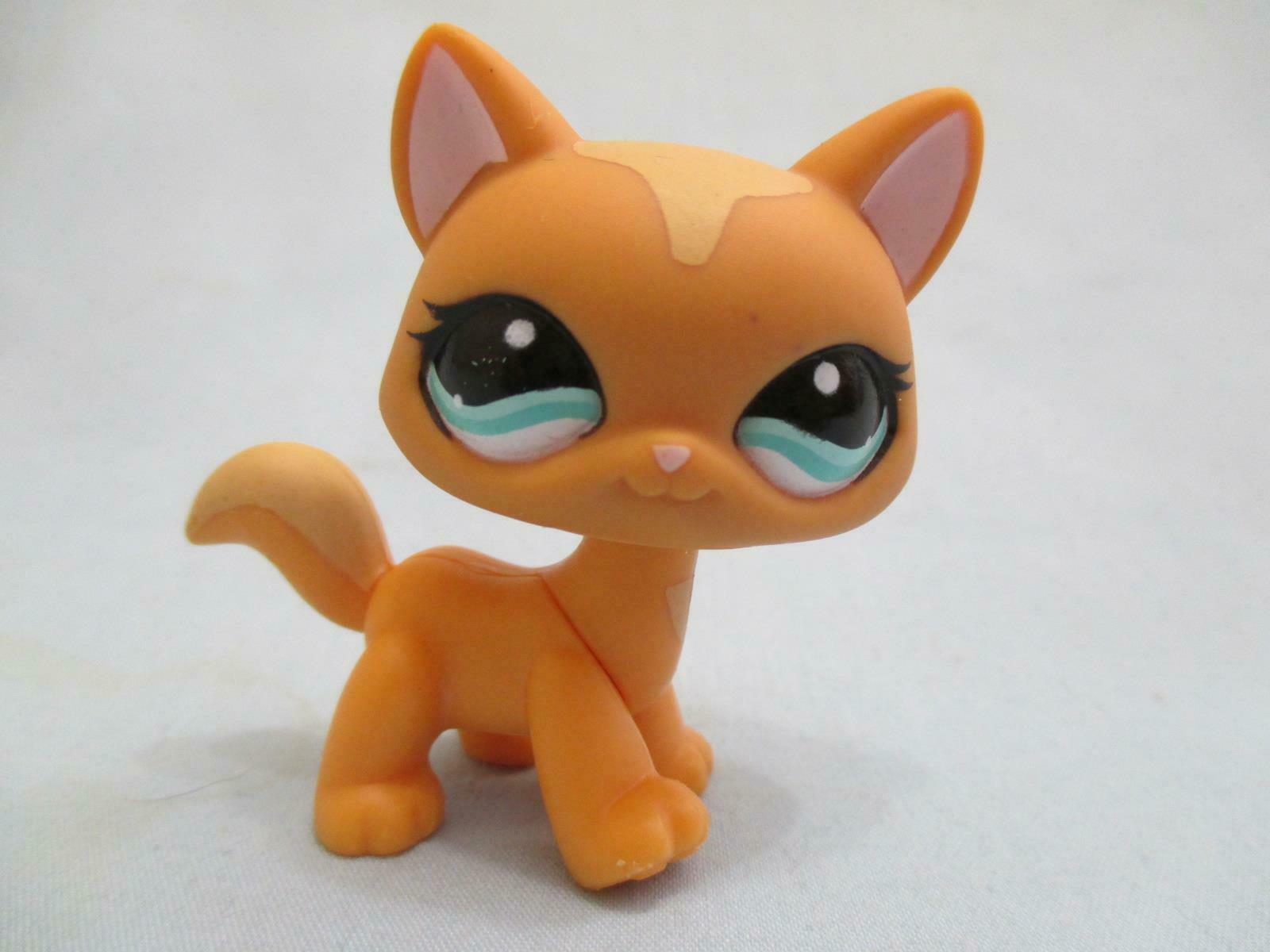 LIKE NEW Littlest Pet Shop Brown Walking Shorthair Cat 1100 Teal Blue ...