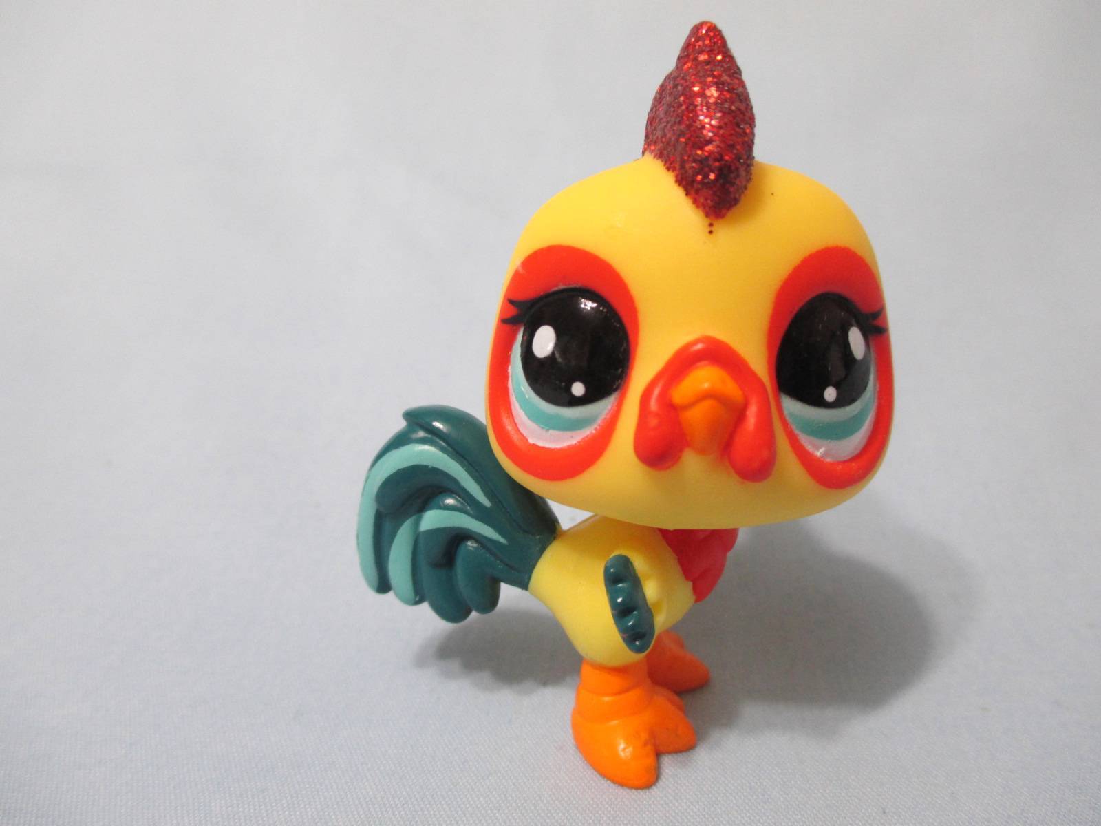 Littlest Pet Shop Rooster 2358 Yellow With Aqua Blue Eyes Glittery ...