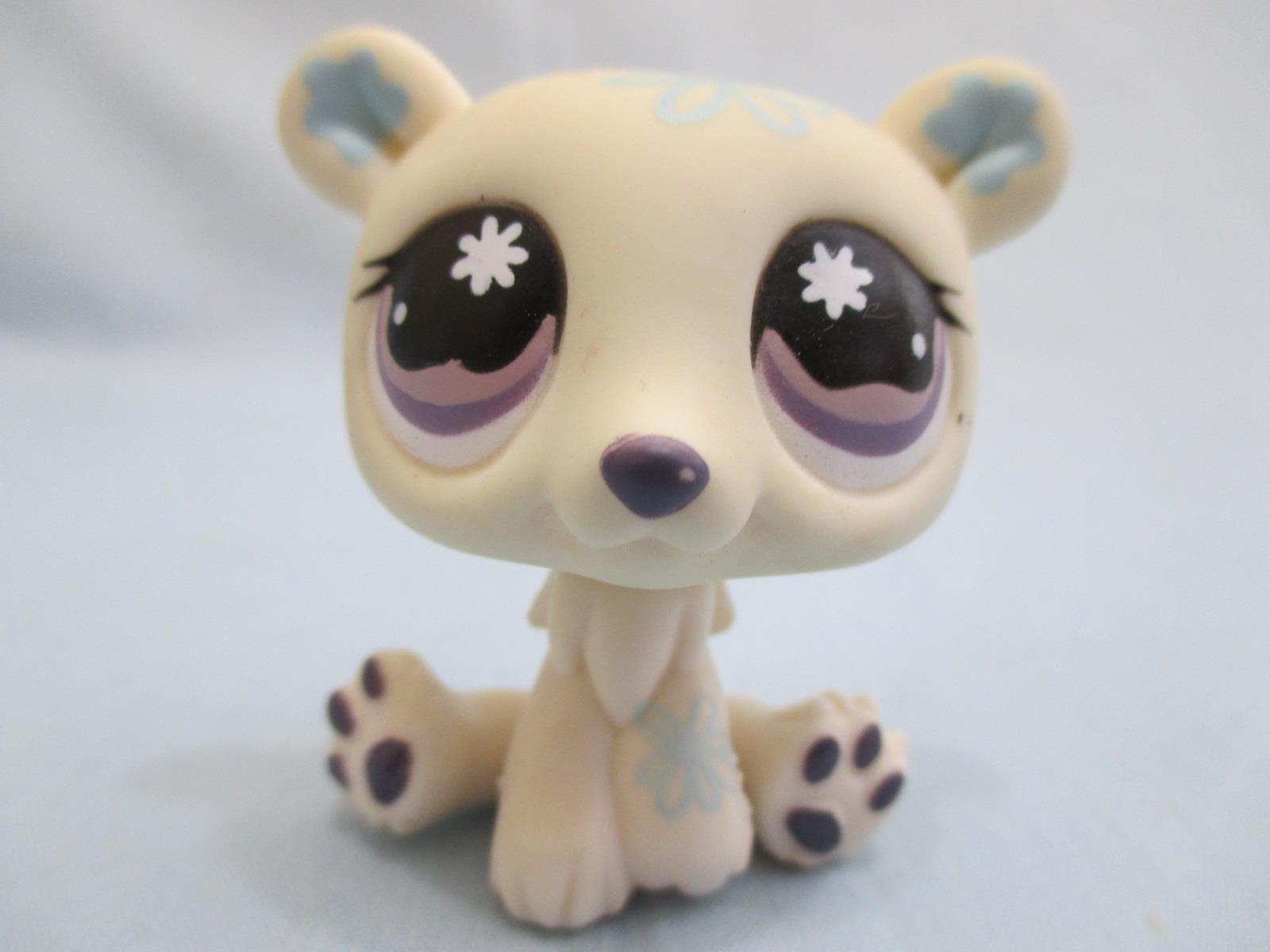 LIKE NEW Littlest Pet Shop Polar Bear 470 White Blue Flower Eyes ...