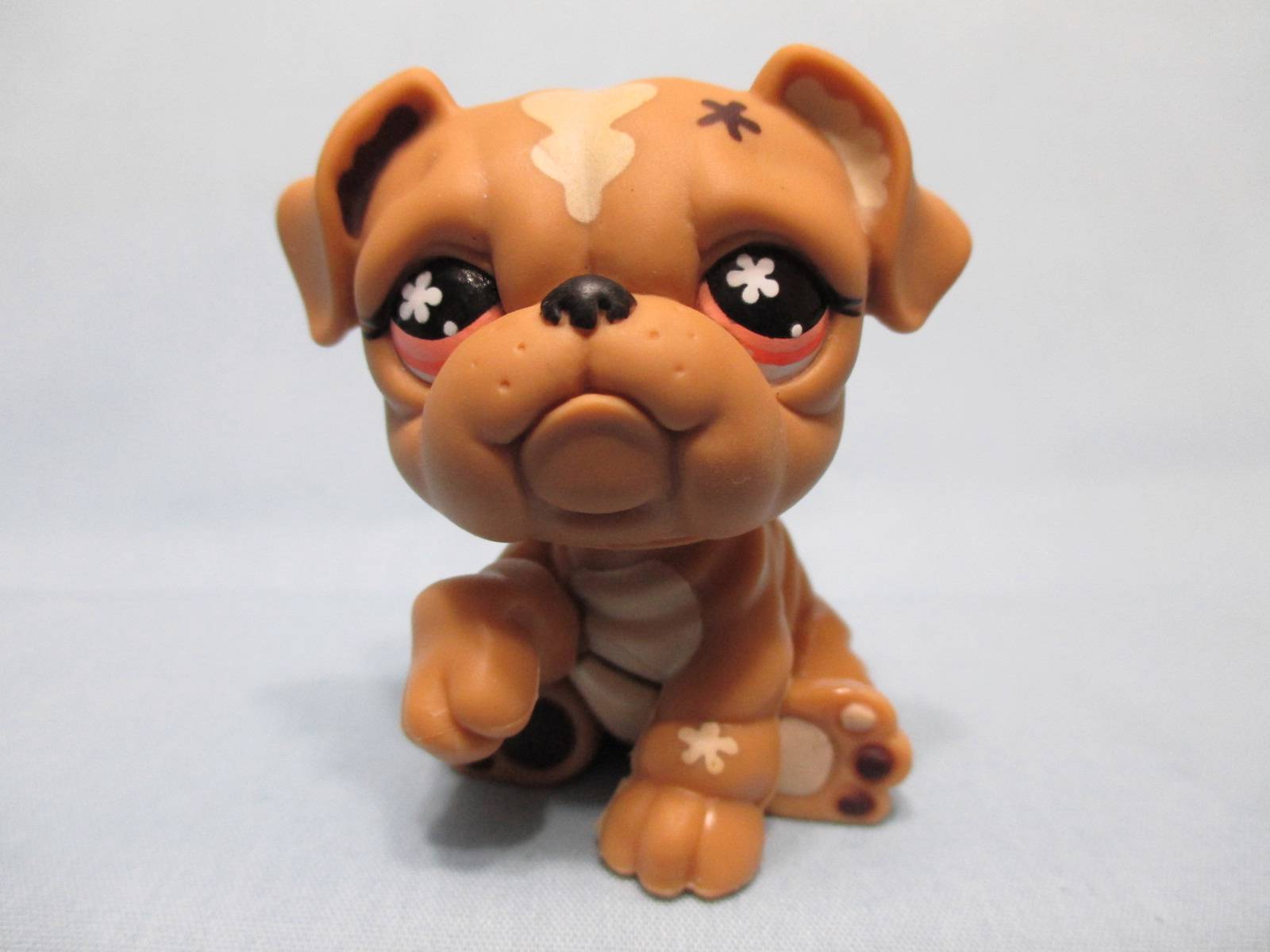 Littlest Pet Shop 607 English Bulldog Flower Eyes Brown Tan Dog ...