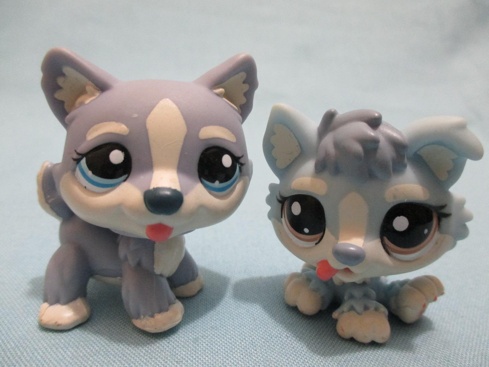 LIKE NEW Littlest Pet Shop Lot Dog Mommy and Baby Husky Puppy Blue 1684 ...